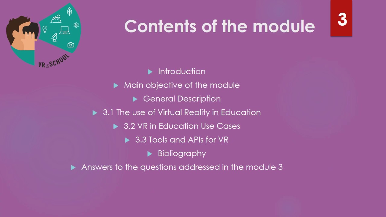 VR@School - Module 3 - Virtual Reality Learning Environment - Overview