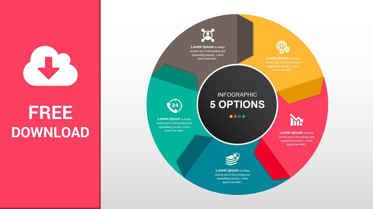 Create Round Infographic With Folded Arrows Using Microsoft Office PowerPoint -Free Download