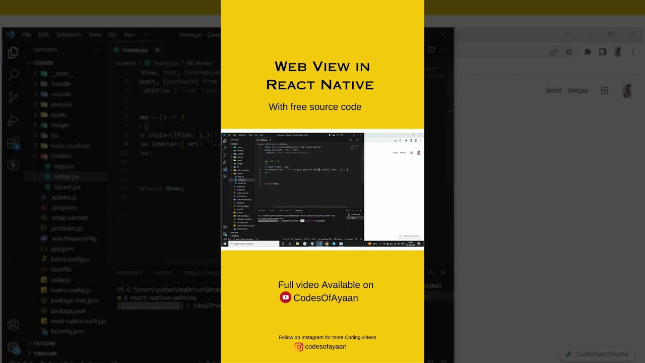 Webview in React Native within 2 minutes || Free source code