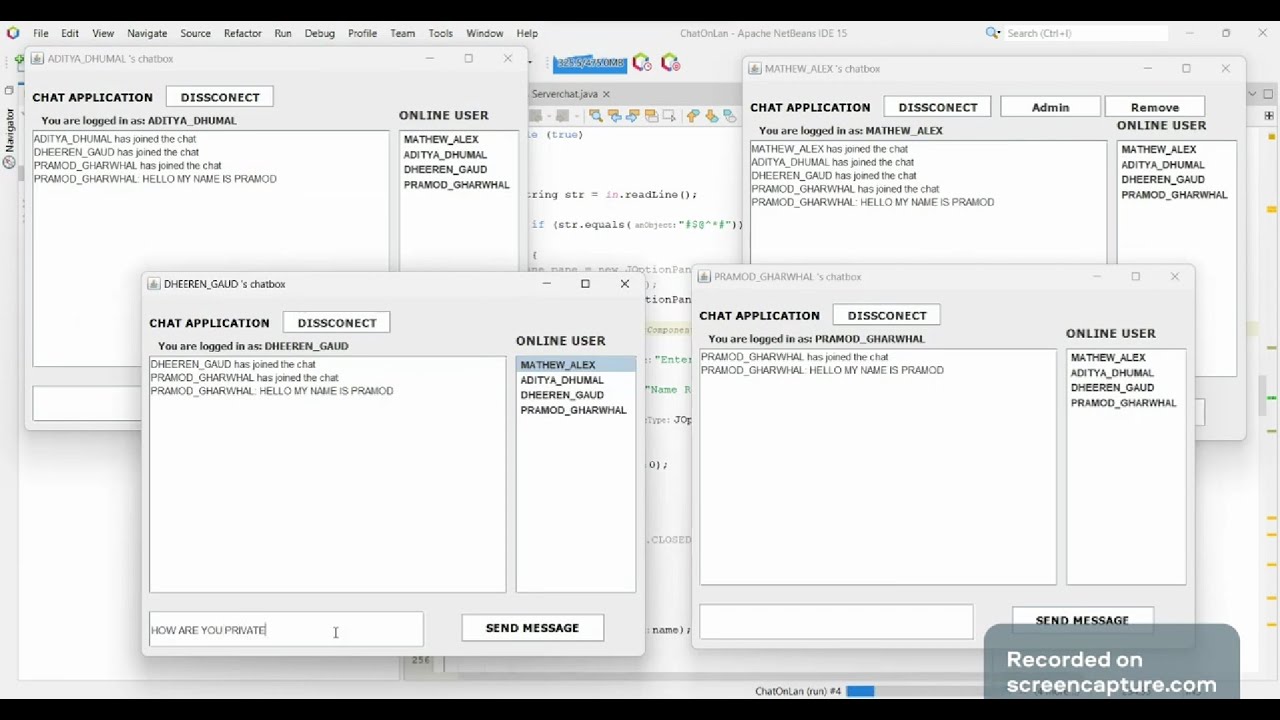 Multiuser chat application  JAVA MINI PROJECT source code included!!