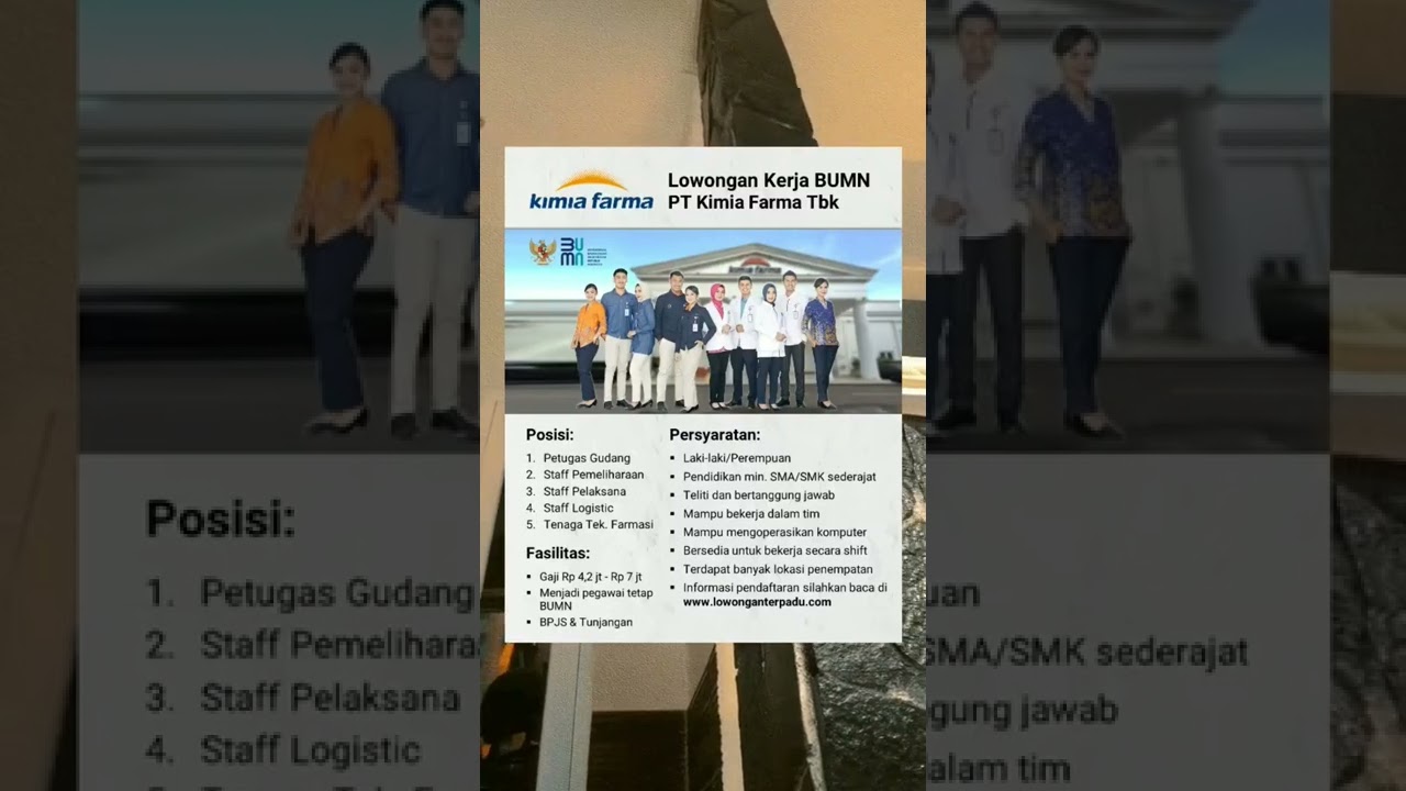 Loker Terbaru PT Kimia Farma 2022