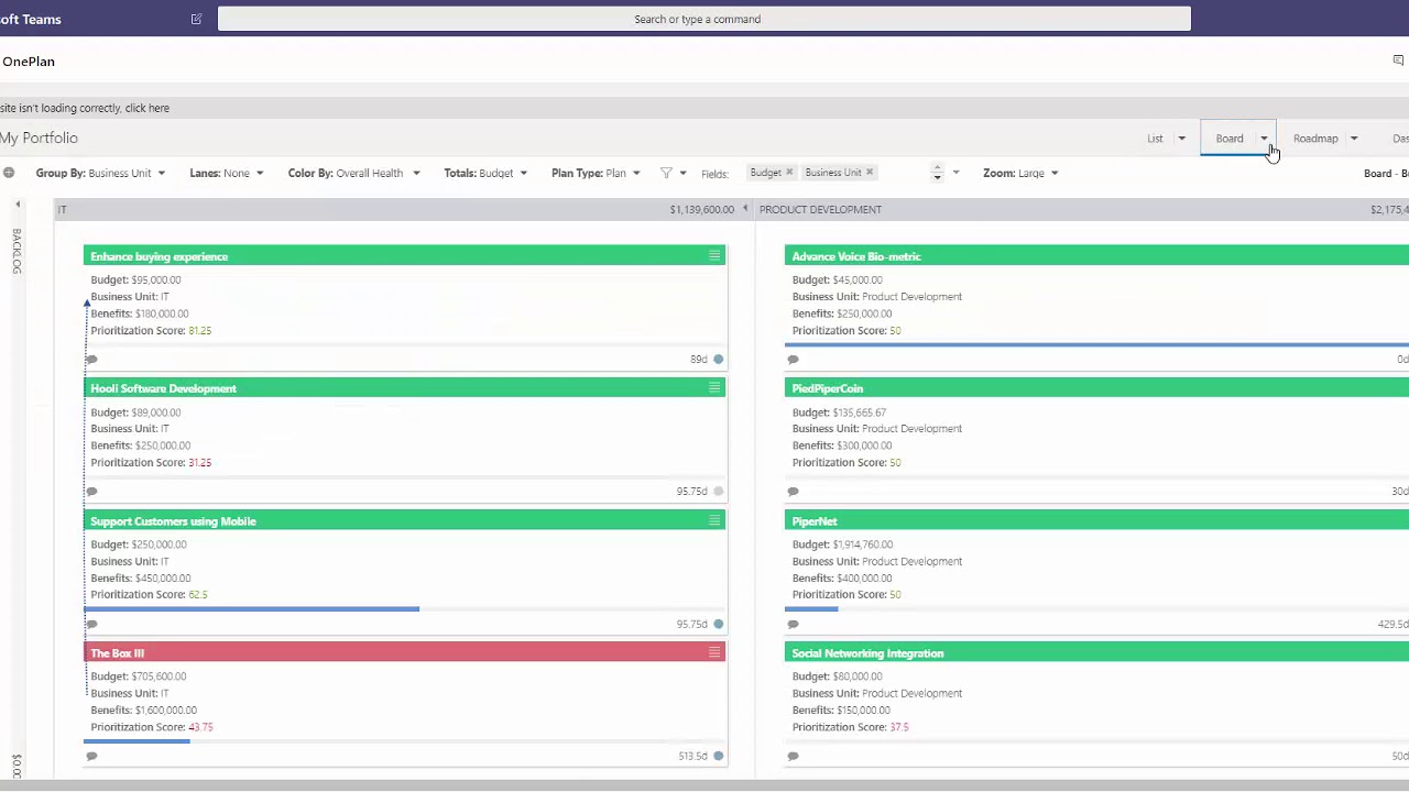 OnePlan Portfolio Plan using Microsoft Teams Overview