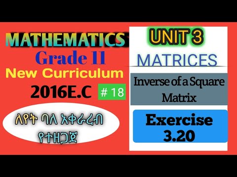 Grade 11 Maths Unit 3 Inverse of a Square Matrix llMaths With Fikru||New Curriculum