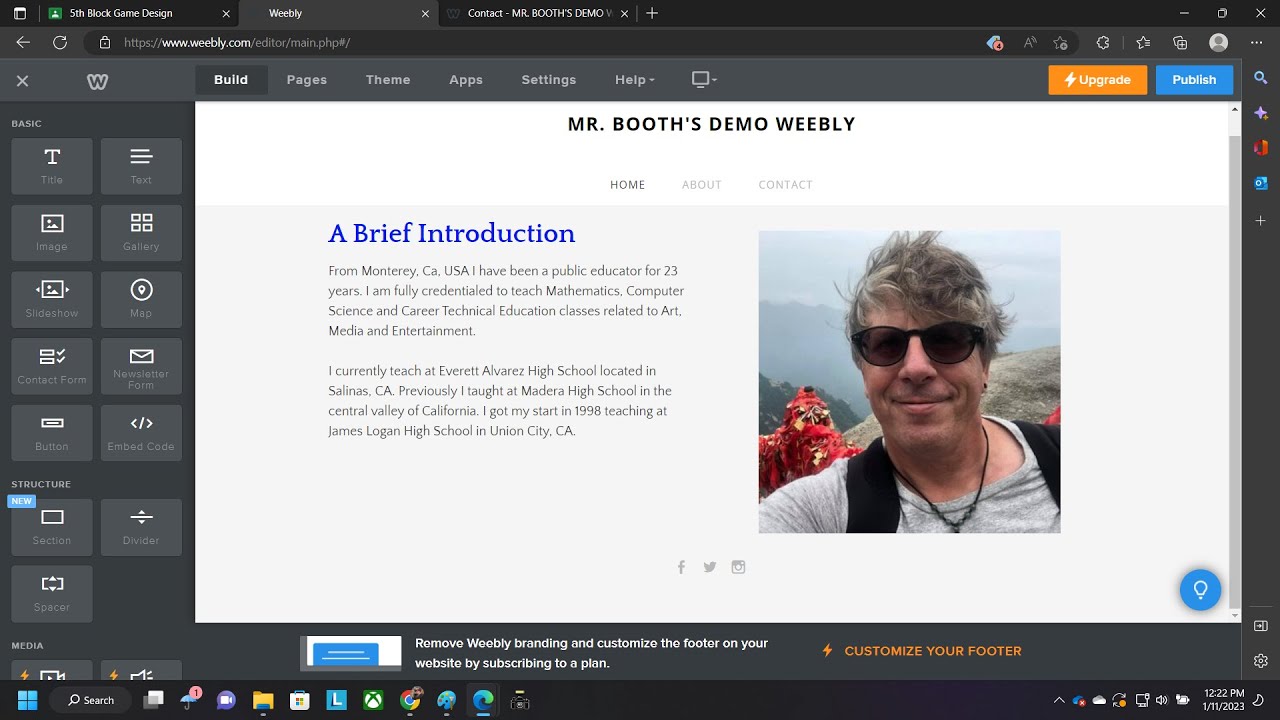 Setup Home and Contact Pages on Weebly
