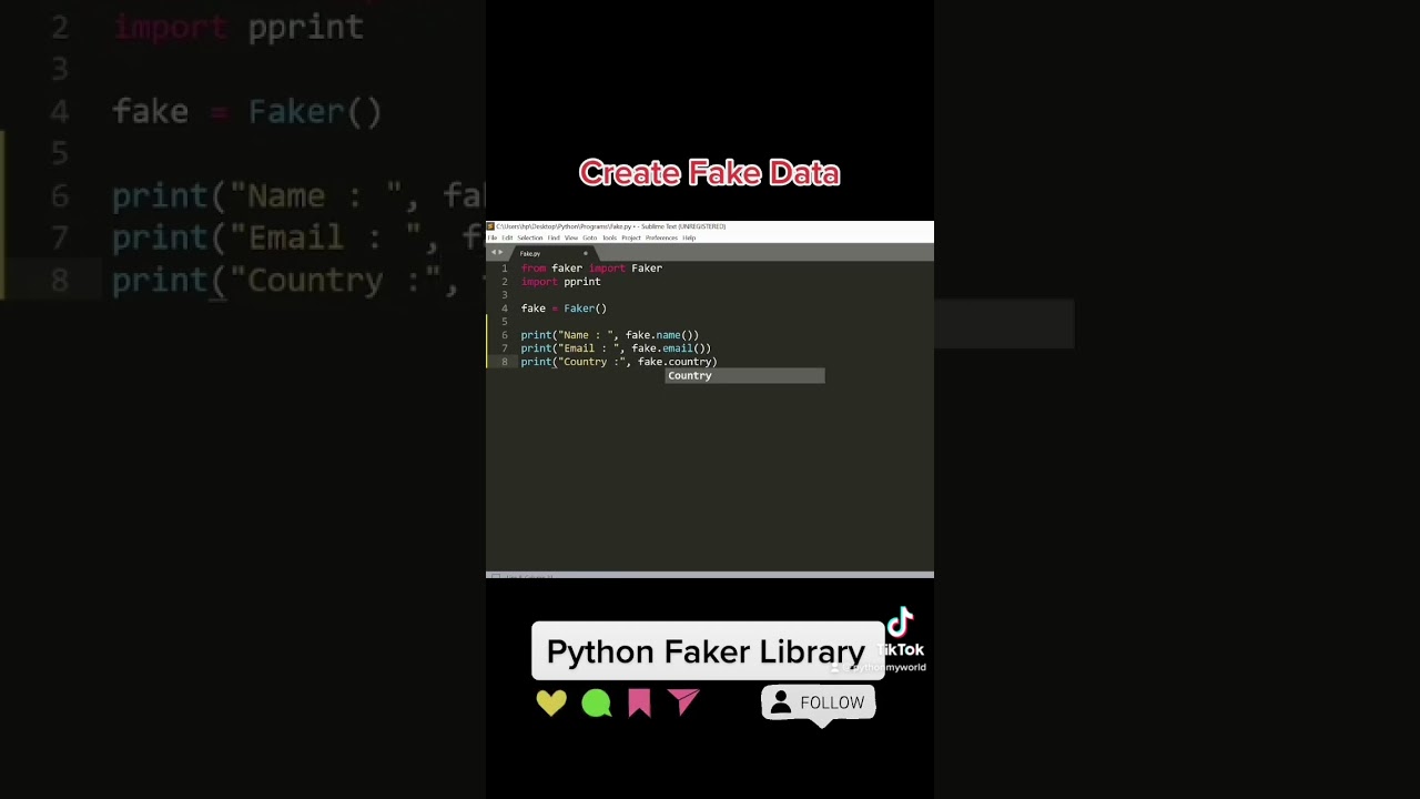 Python create fake or sample data with faker library
