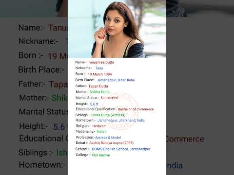 Beautiful Indian Actress Tanushree Dutta ji ka Biography #viral #shortvideo #youtubeshorts #shorts