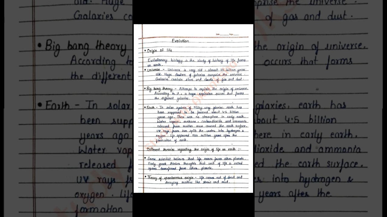 Class 12 Biology | Evolution handwritten notes | CBSE | NCERT | JEE | NEET | BSEB | NOTES | BIOLOGY