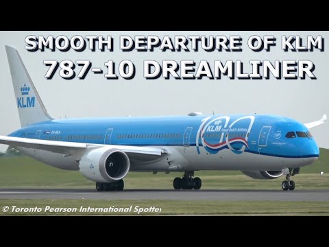 Smooth Takeoff Of KLM 787-10 (100 Years Livery) | PH-BKA | Departure From Toronto Pearson