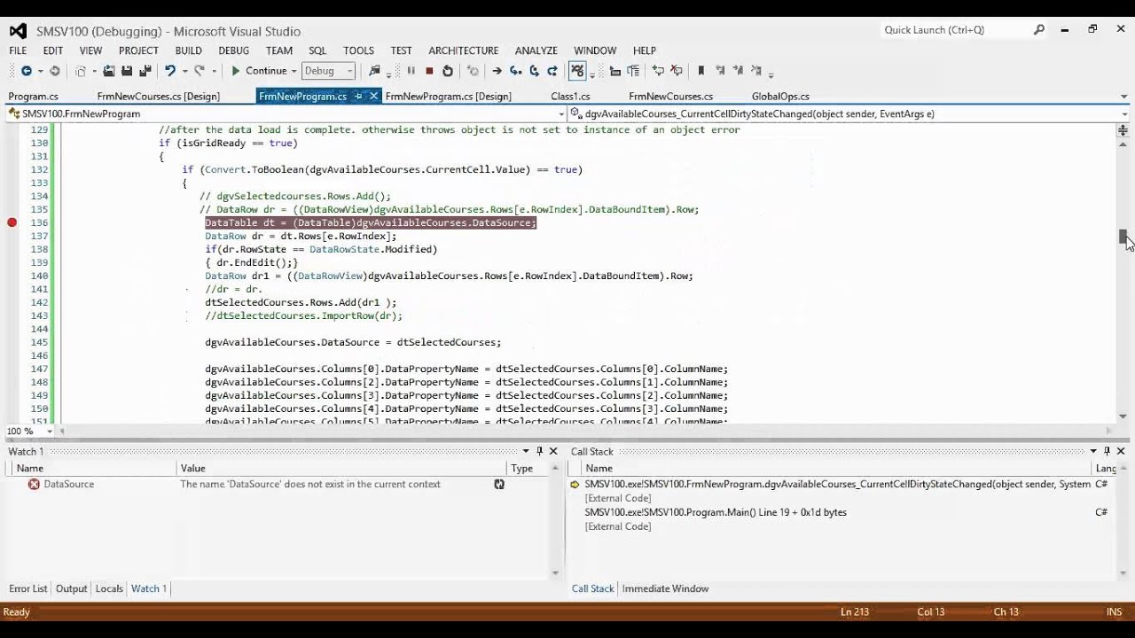 datarow binding error