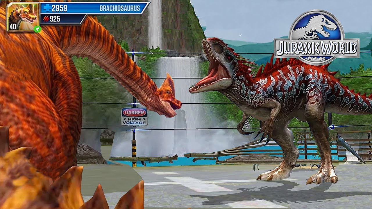 The Giant Brachiosaurus Vs Indominus Rex - Jurassic Battle || Jurassic World The Game