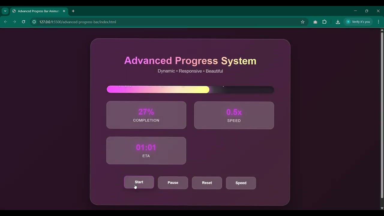 Advanced Animated Progress Bar with Percentage | Responsive Modern UI Design