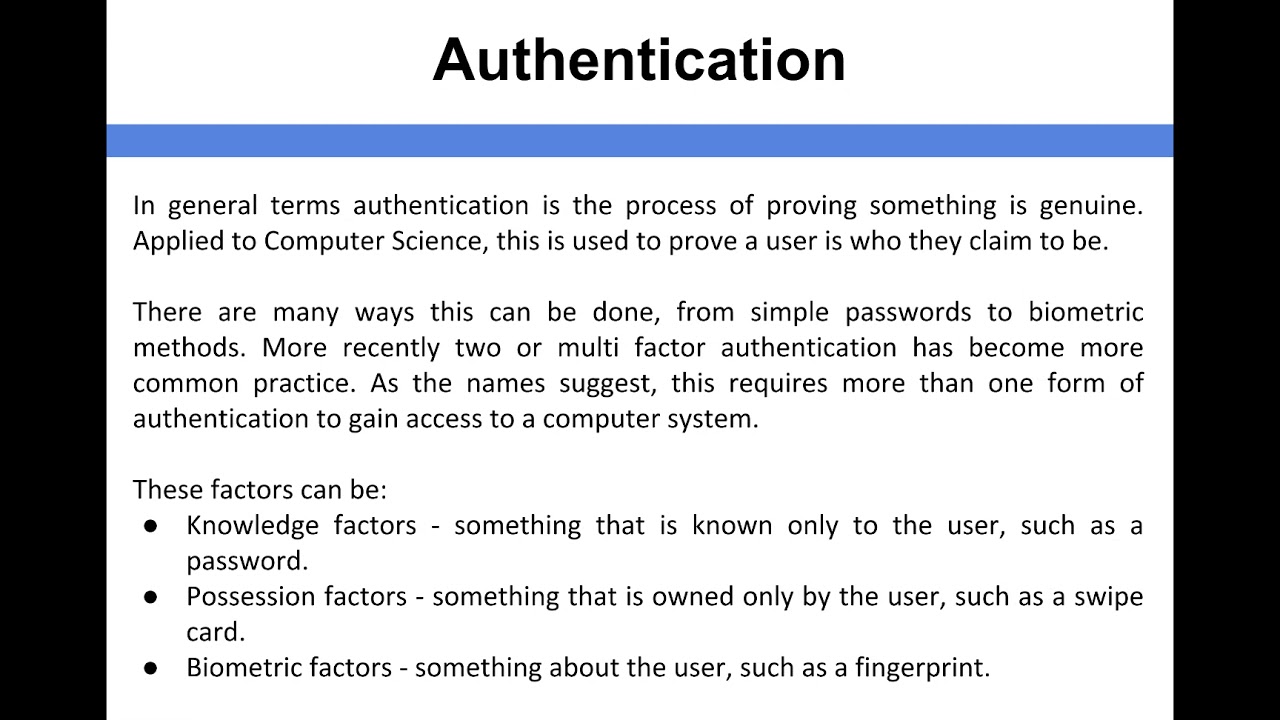 Network Security - Authentication