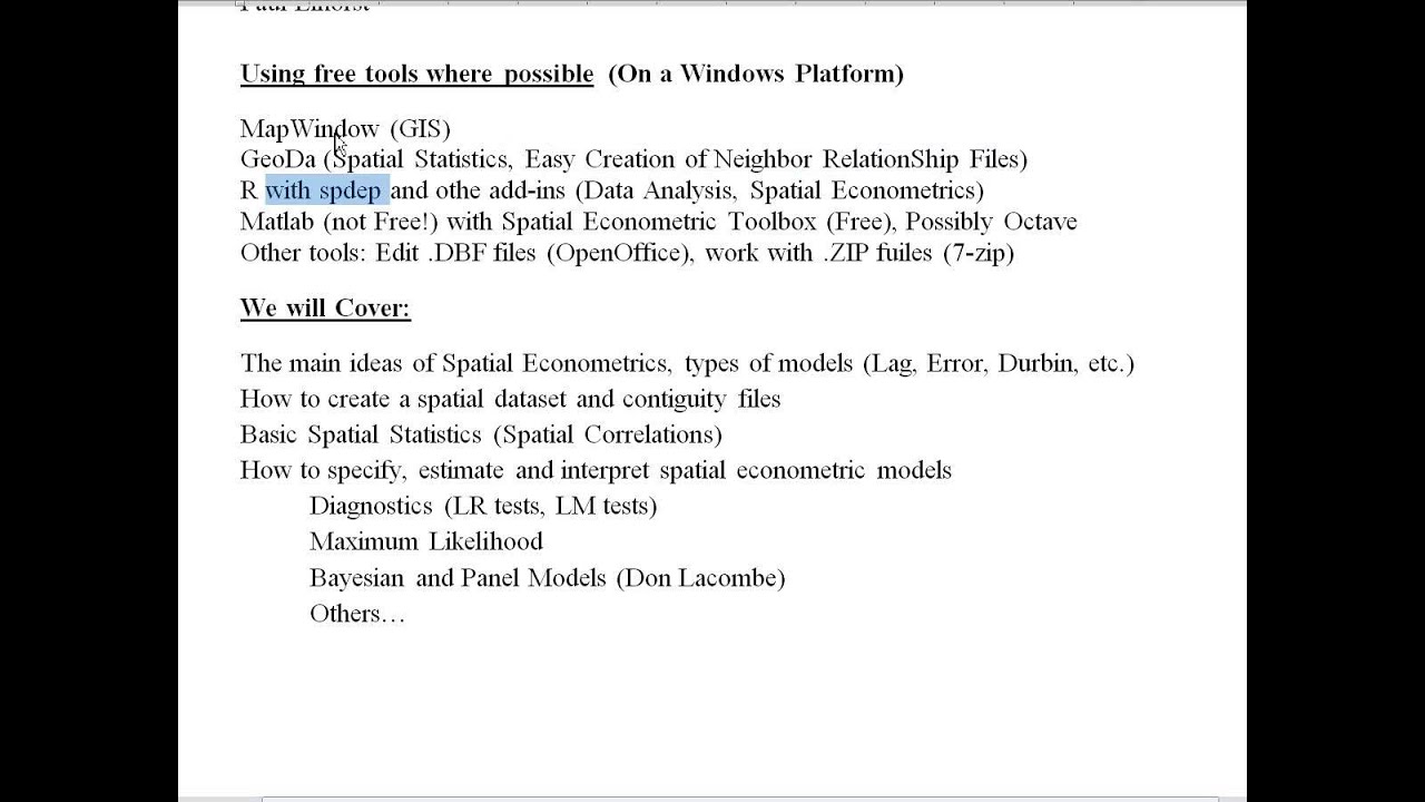 0 Spatial Econometrics Course Preview