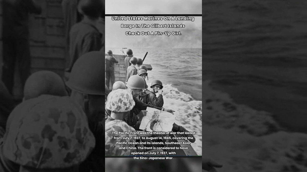 Colorized Footage: U.S. Marines Admire Pin-Up Poster En Route to Battle, 1943