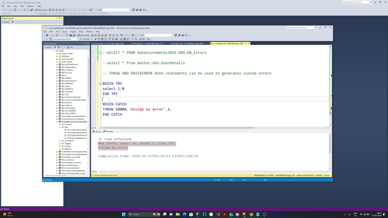 34. SQL SERVER   EXCEPTION HANDLING | RAISE ERROR | THROW