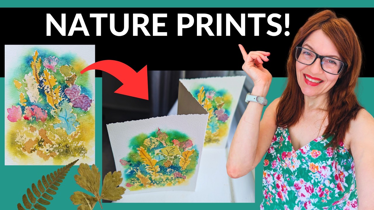 Beginner Watercolor: Nature Print Tri-Fold Greeting Cards