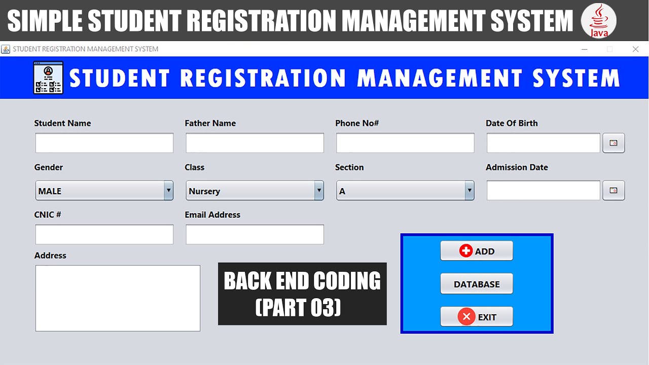 How to create |Simple Student Registration Database| Back End Coding in |JAVA NETBEAN'S| Part 3/3