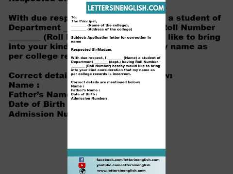 Application To College For Name Correction