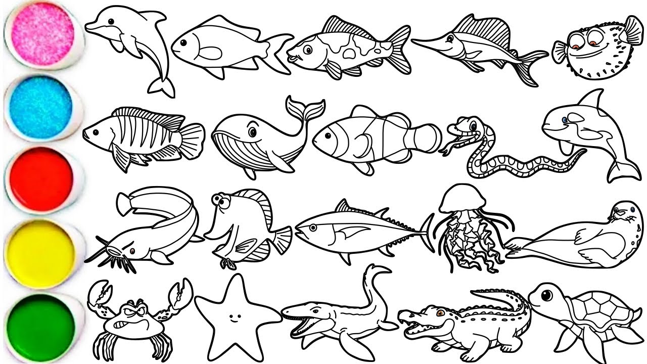 Draw 20 Amazing Sea Animals in Minutes - Dolphin, Orca, Whale, Clownfish, Sea Turtle & others