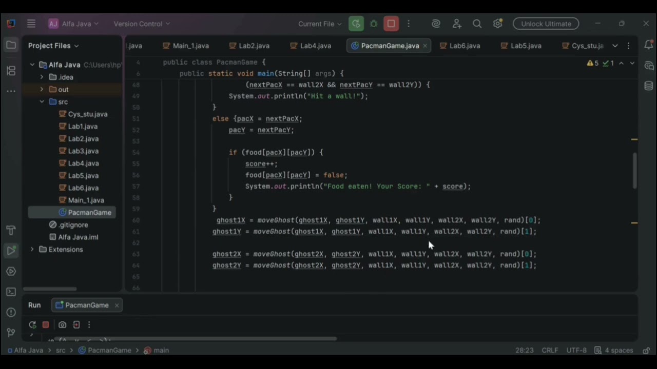 Pac-Man Console Game in Java | OOP Project + Code Explanation + Live Demo