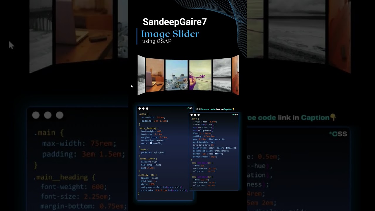 Image Slider (using Gsap) #css #coding #gradient#gradienteffect #Website