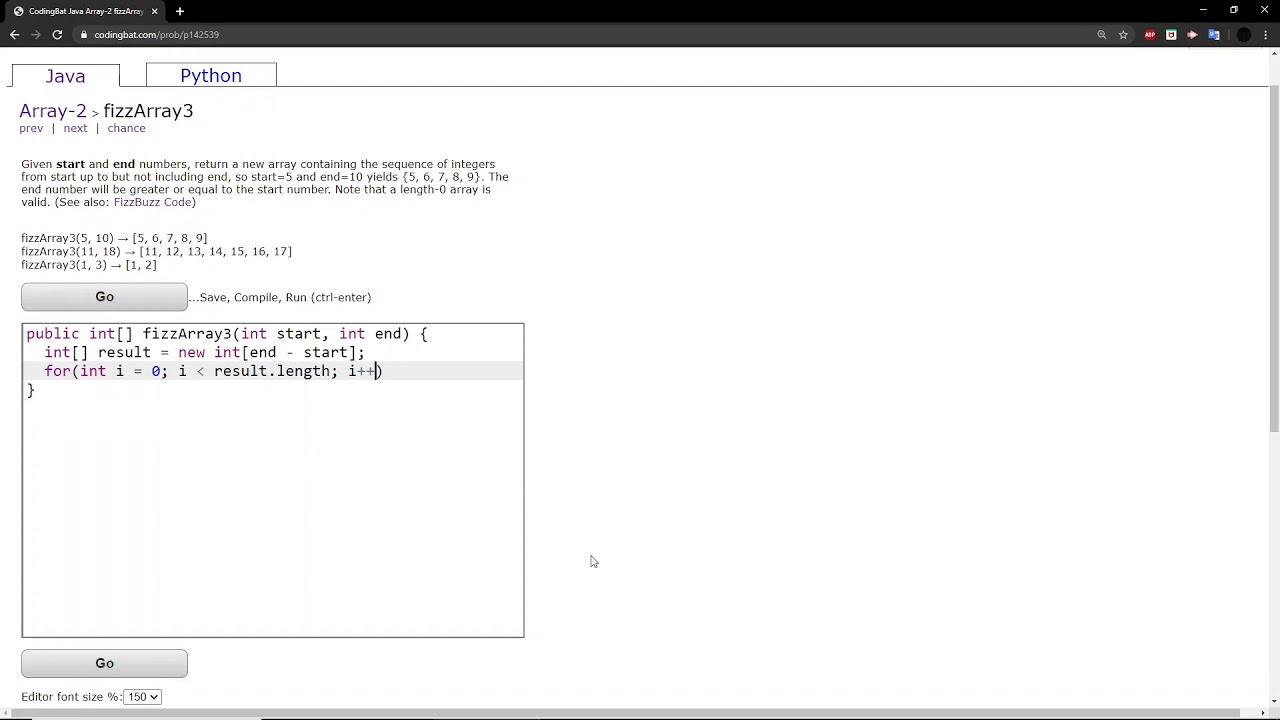 Array-2 (fizzArray3) Java Tutorial || codingbat.com