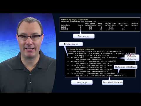 45 ROUTE 2 0 Verifying EIGRP with show ip eigrp interfaces and show ip eigrp topology