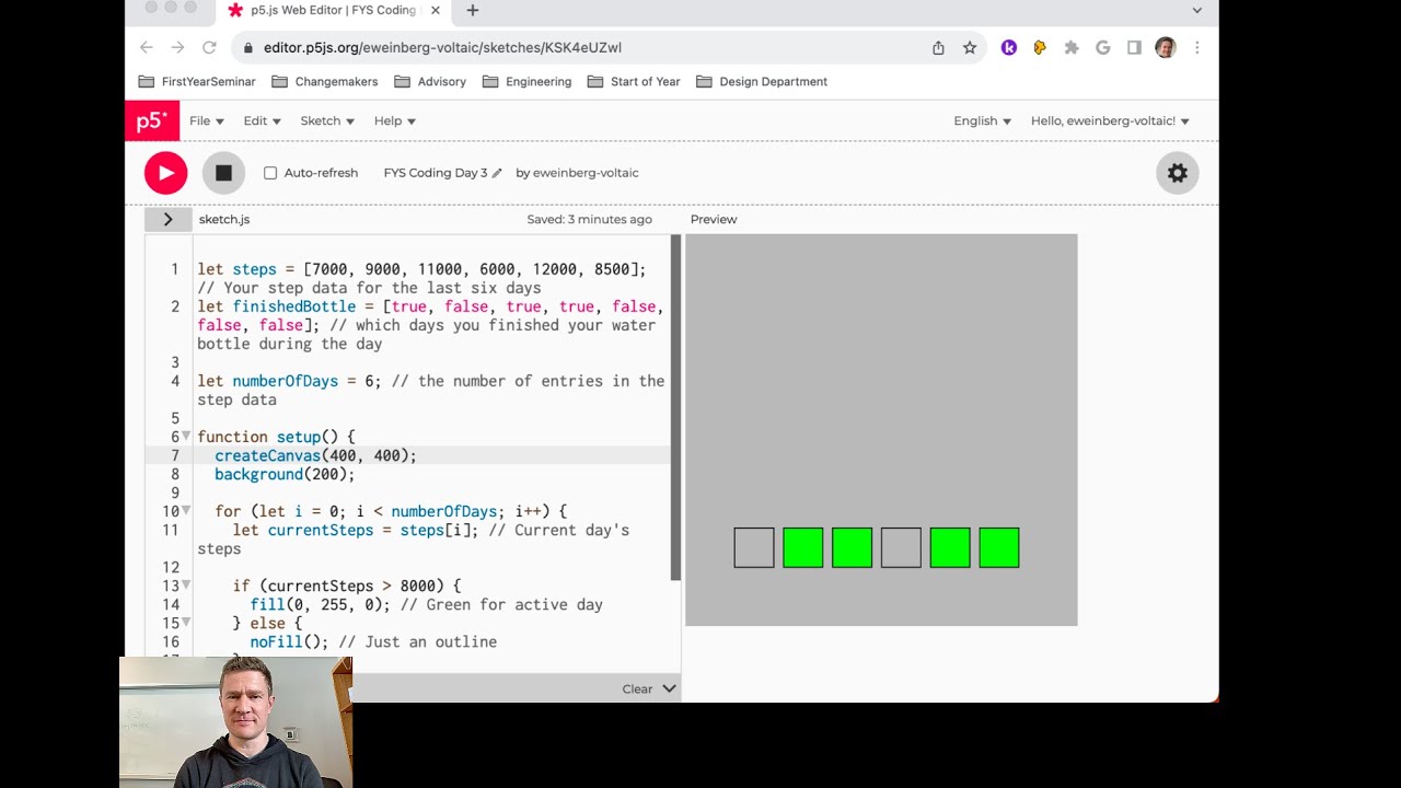 FYS Habits Day 5 - Conditional Statements, Colors, and Looping through Data