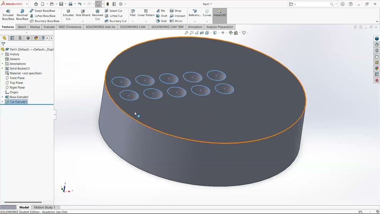 SolidWorks Basics: Creating Linear and Circular Patterns