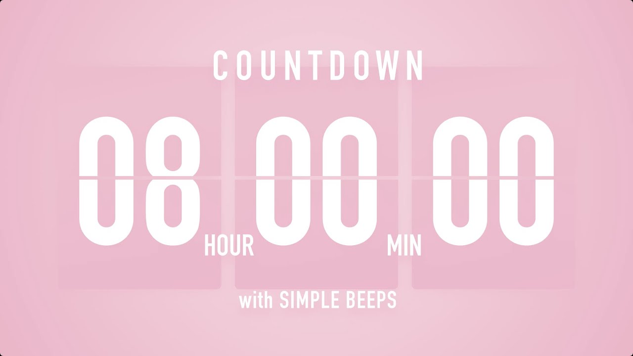 8 Hour Countdown Timer 🌸 Flip Clock with Simple Beeps 🔔