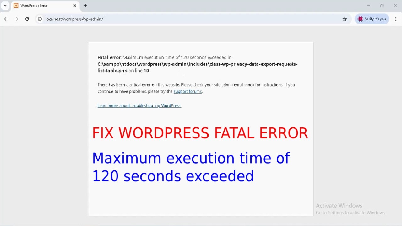 How to Fix Fatal Error(Maximum execution time of 120 seconds exceeded) in WordPress