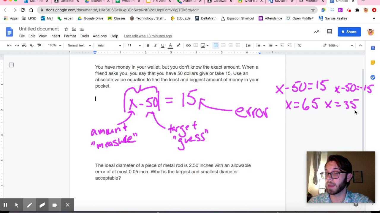 Absolute Value Equation Word Problems