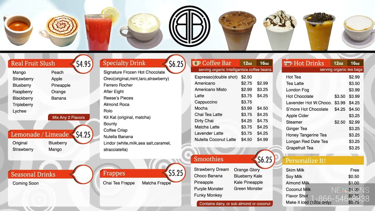 The Bubble Tea Shop 3 - Digital Menu Board Design - QSR - NexSigns