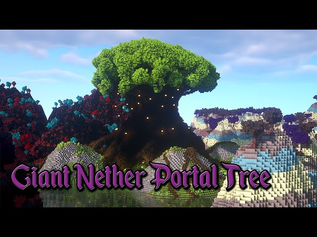 Giant Tree Portal Surrounded by Nether and End Biomes Minecraft Map