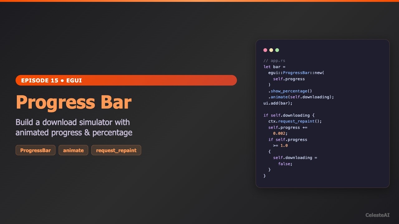 Animated Progress Bar in Rust egui — Download Manager App | Ep 15
