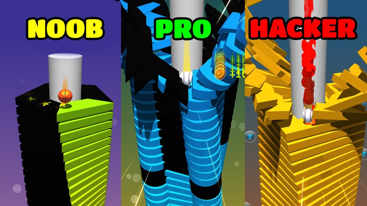 Stack Smash Gameplay - NOOB vs PRO vs HACKER (iOS/Android)