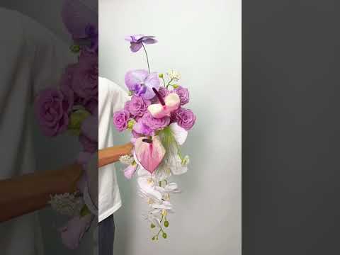 cascade wedding bouquet making tutorial💐🌹