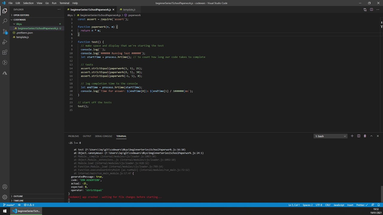 how to solve an 8 kyu codewars challenge in javascript