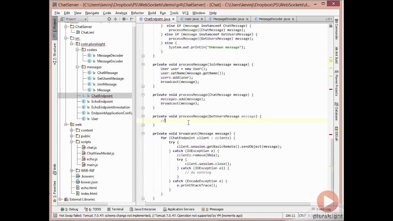 20 Intro to the Java API for WebSockets Processing Java Types as Messages