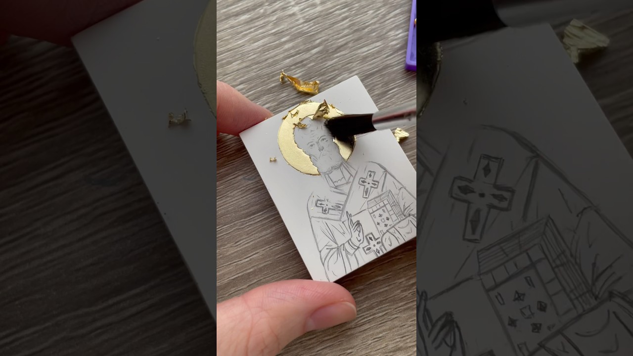 Icon gilding process ✨ #iconography #gilding #satisfying