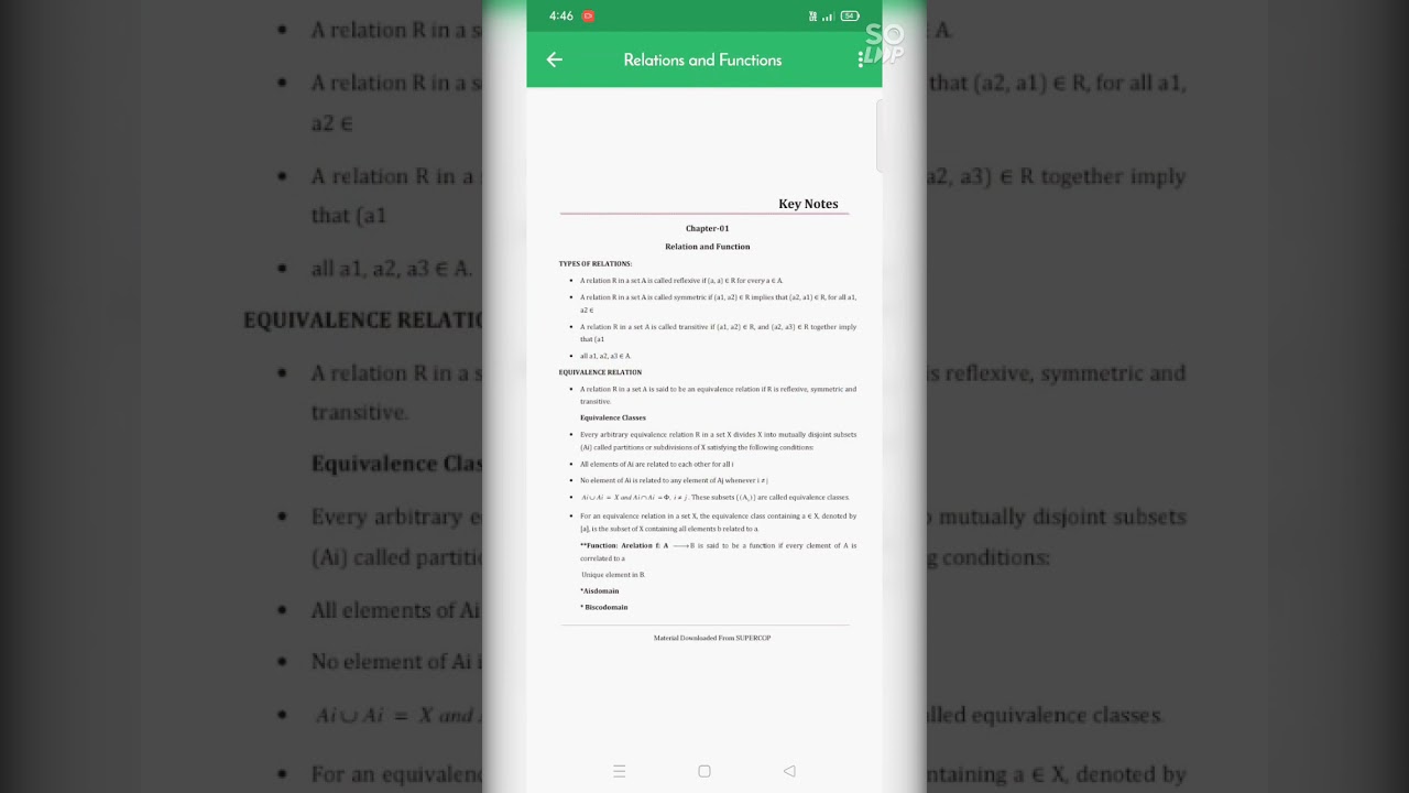 Class 12 Math Chapter 1 (Relation and functions) NOTES