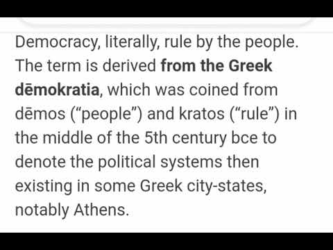 democracy word originated by greek word demokratia means demos people and kratos rule