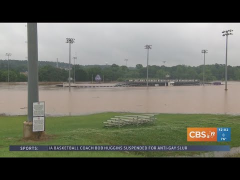 Flooding on the campus of Stephen F. Austin University