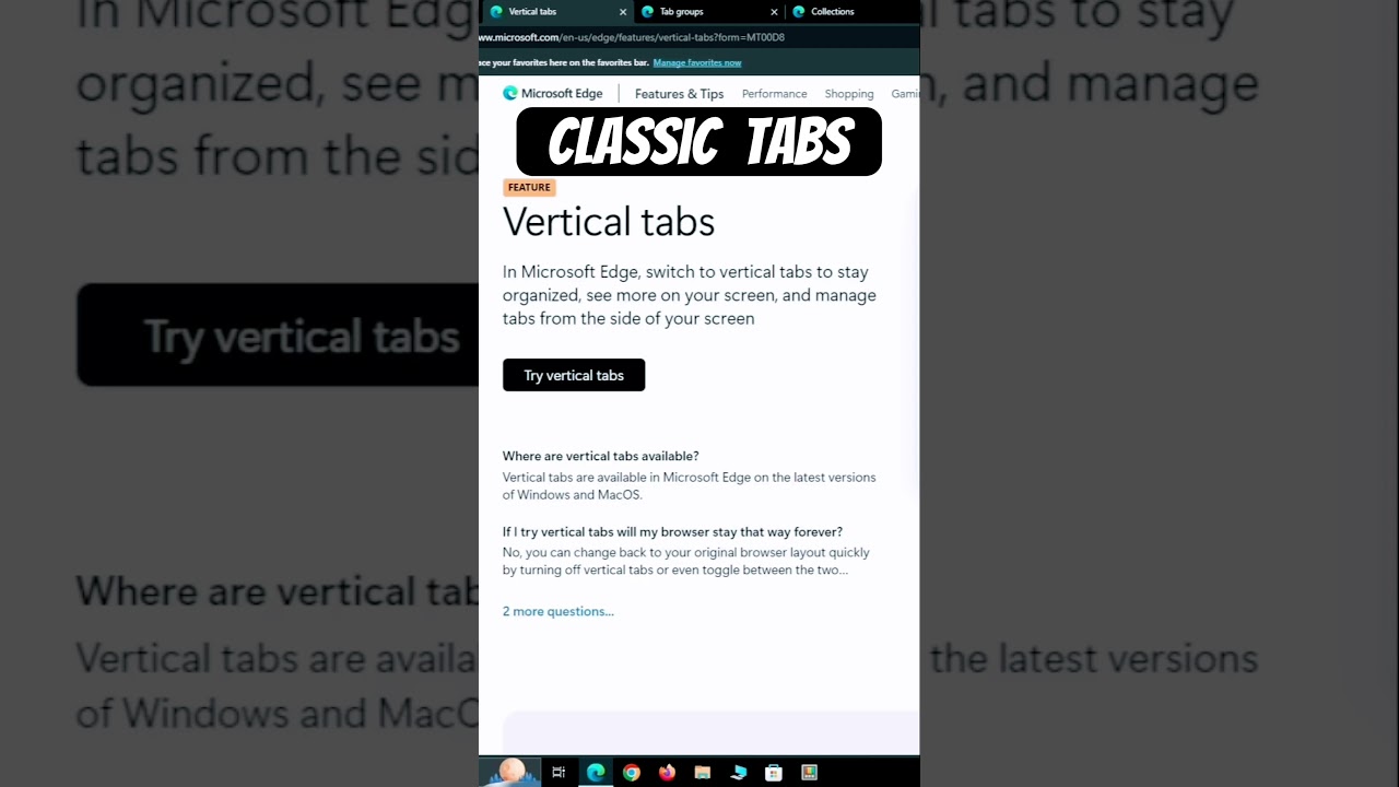 TURN ON Vertical Tabs in Microsoft Edge #shorts #MicrosoftEdge