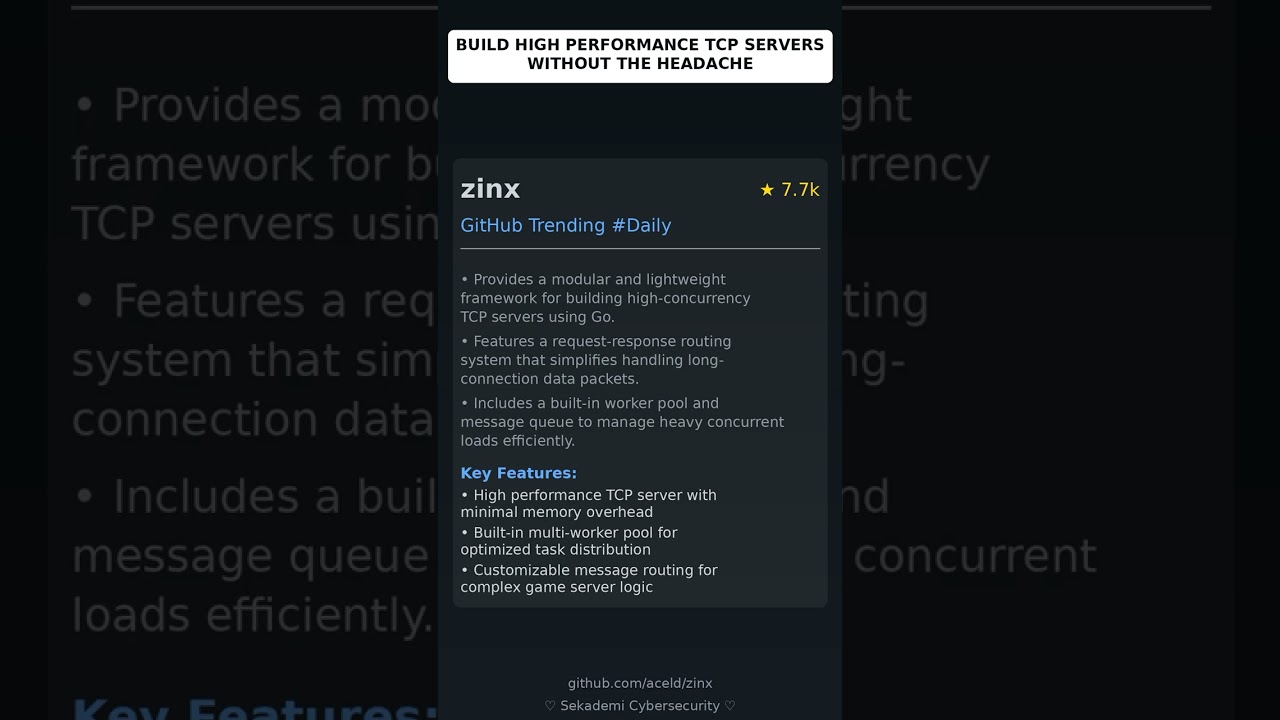 GitHub Trending Repositories: aceld/zinx 🇬🇧