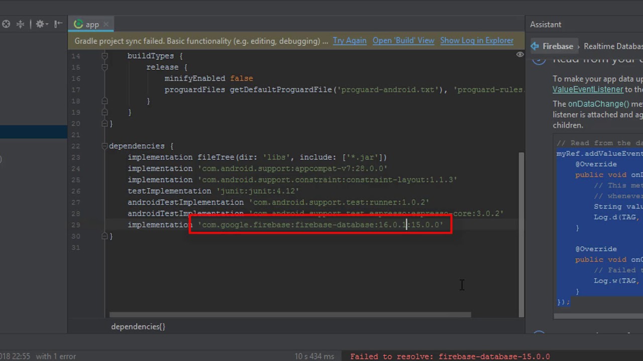 Failed to resolve: firebase-database-15.0.0 problem