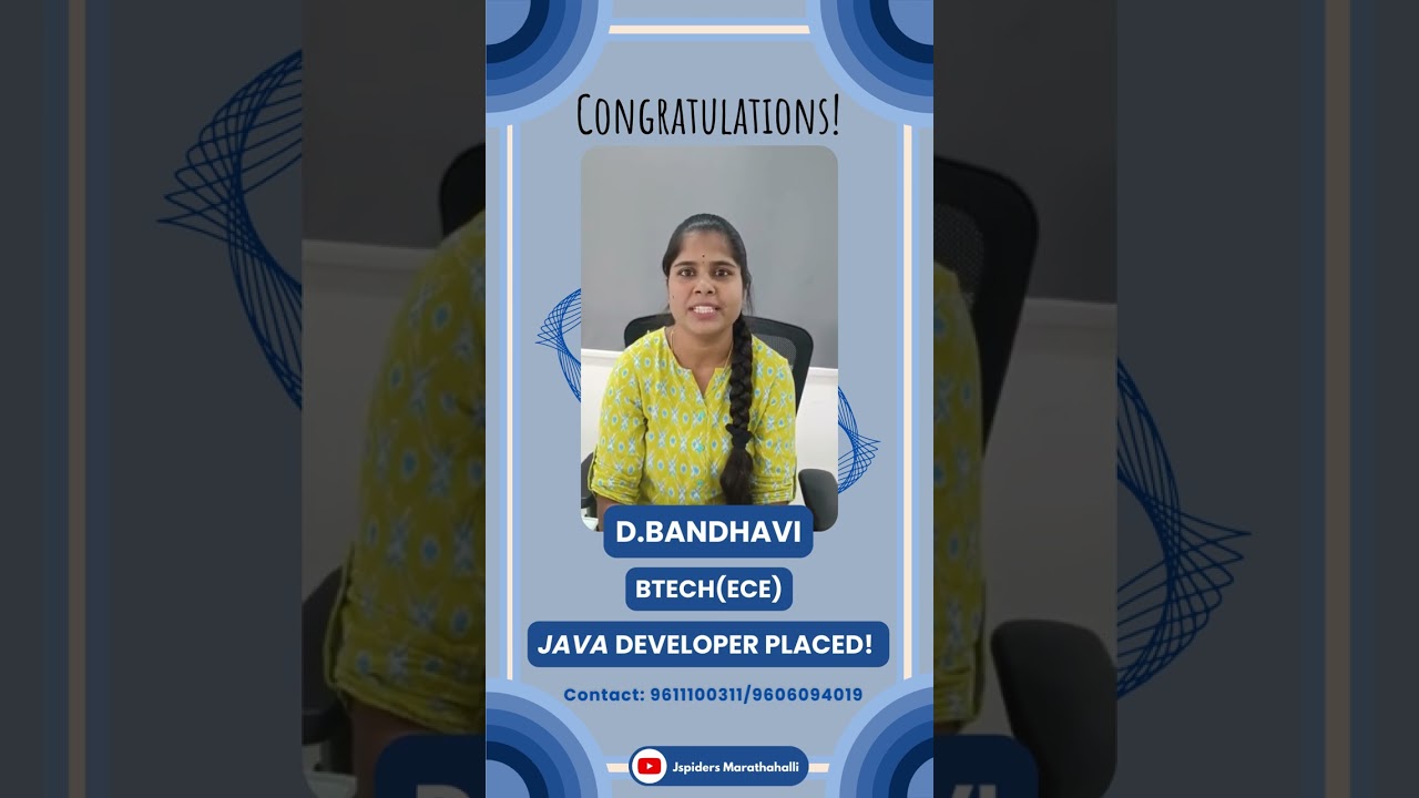 Student Successfully Placed | JAVA Full Stack Development | Jspiders Marathahalli | D Bandhavi