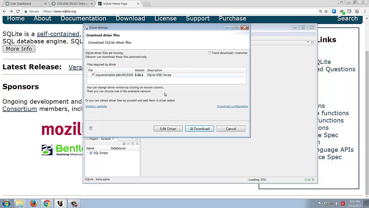 Connecting to SQLite from DBeaver