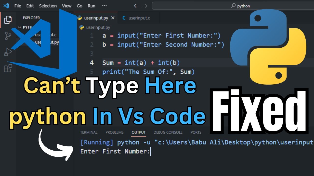 Can't Type user Input in Python Visual Studio Code | vs Code 2023