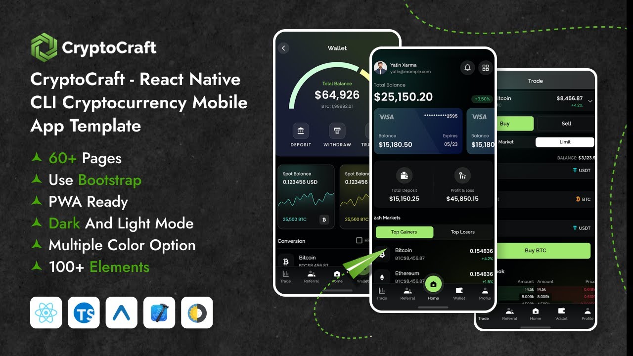 CryptoCraft: Pre-Build Crypto Mobile App React Native CLI Template #react  #template